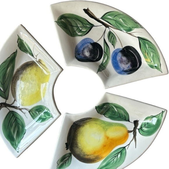 Kitchen | Set Of Three Hand Painted Ceramic Dishes Three Fruit Dishes ...